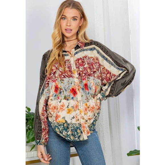 Tops | Mexican Embroidery Bishop Sleeves Loose Western Top | Poshmark